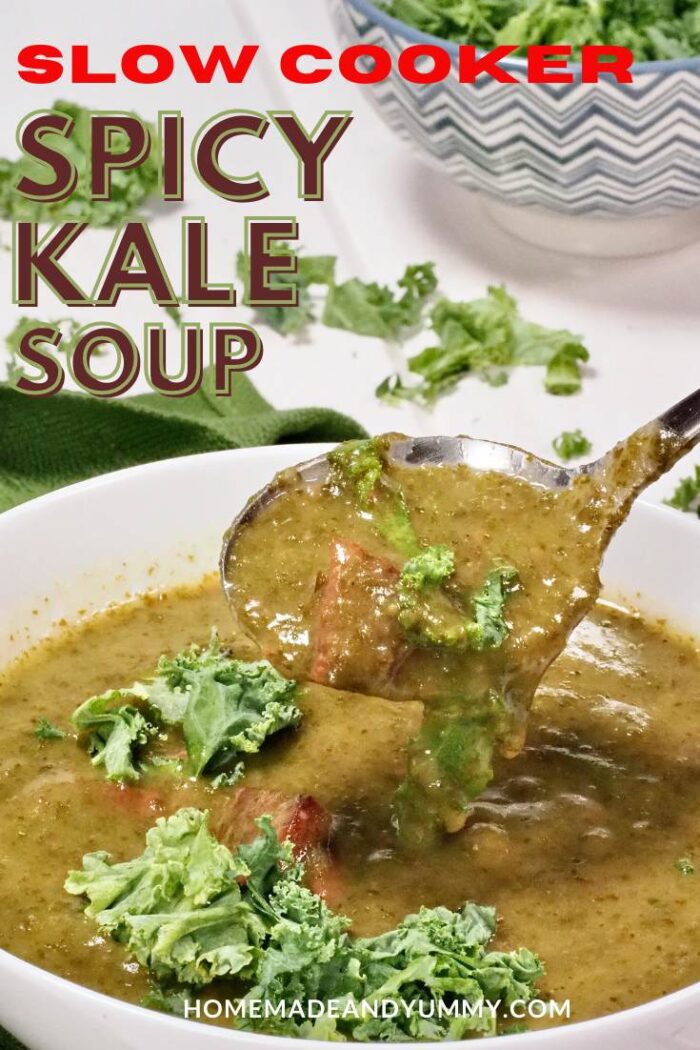 Slow Cooker Kale Soup with Spicy Sausage | Homemade & Yummy